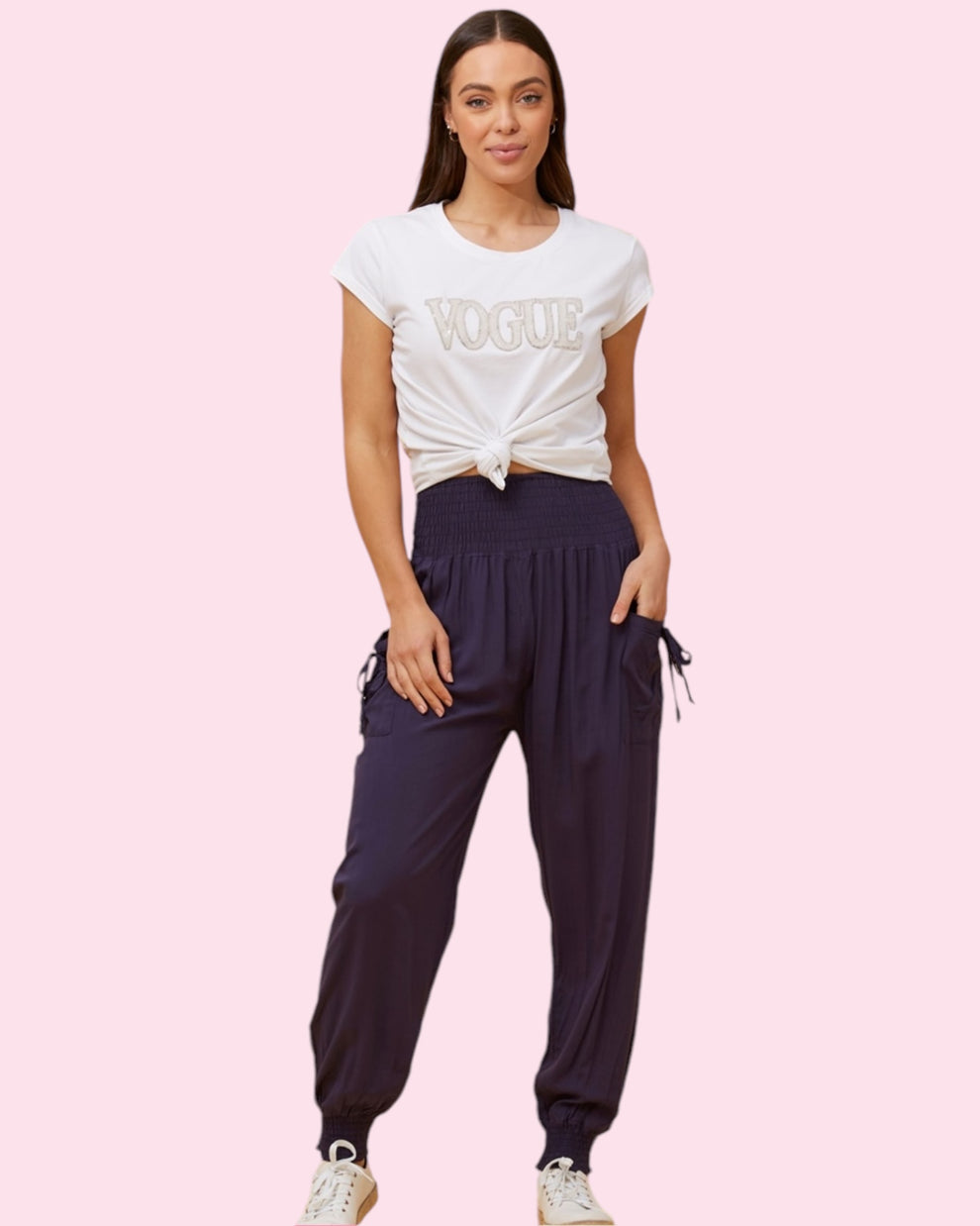 Plain Colours Harem Pants - Navy – The-hanger
